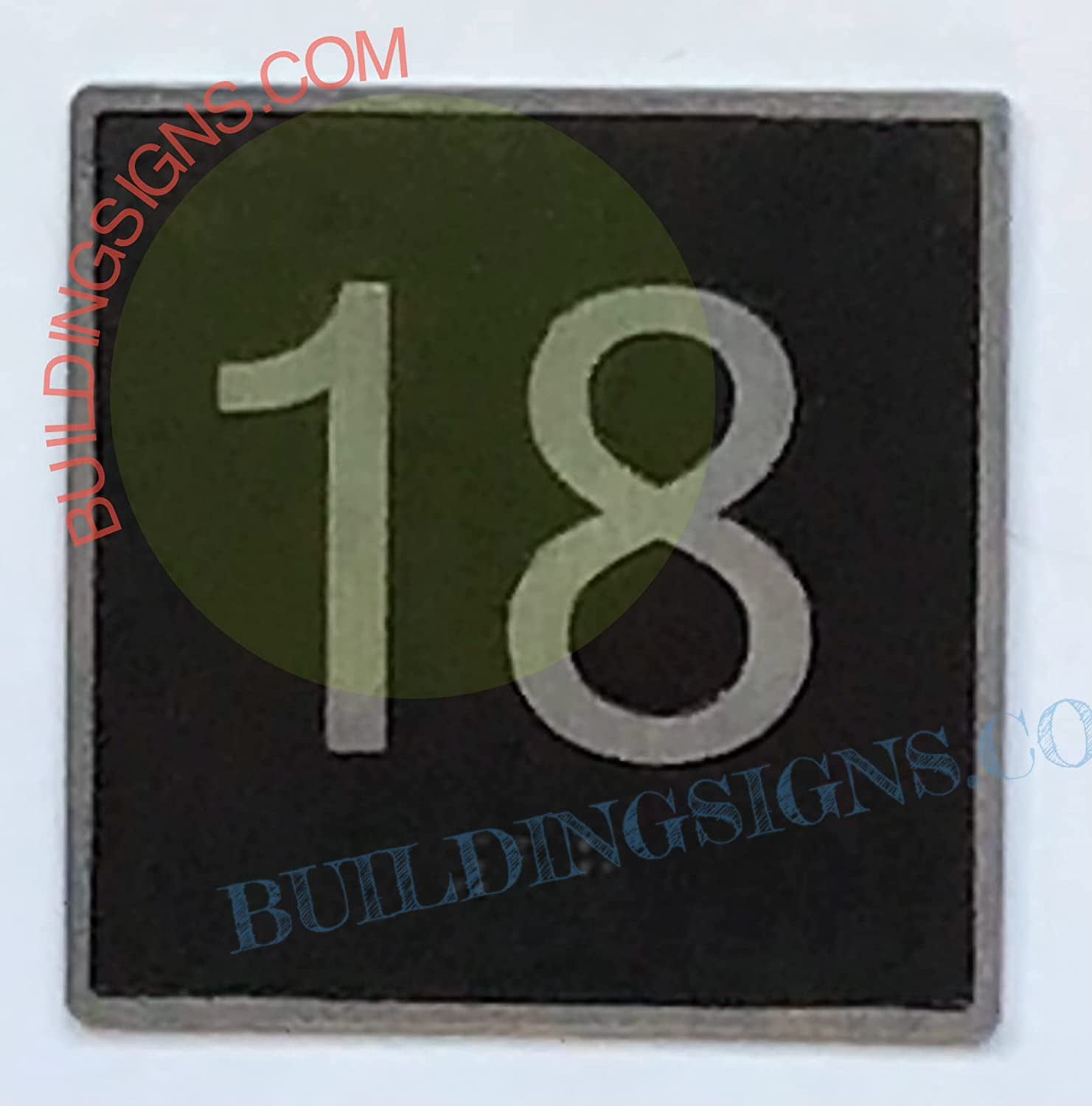 ELEVATOR FLOOR NUMBER 18 SIGN- ELEVATOR JAMB PLATE FLOOR 18 SIGN (BLACK ...