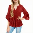 AHTJRT Girls Shirts Shiny Ruffle 3/4 Sleeve Casual Dressy Blouses Sheer ...