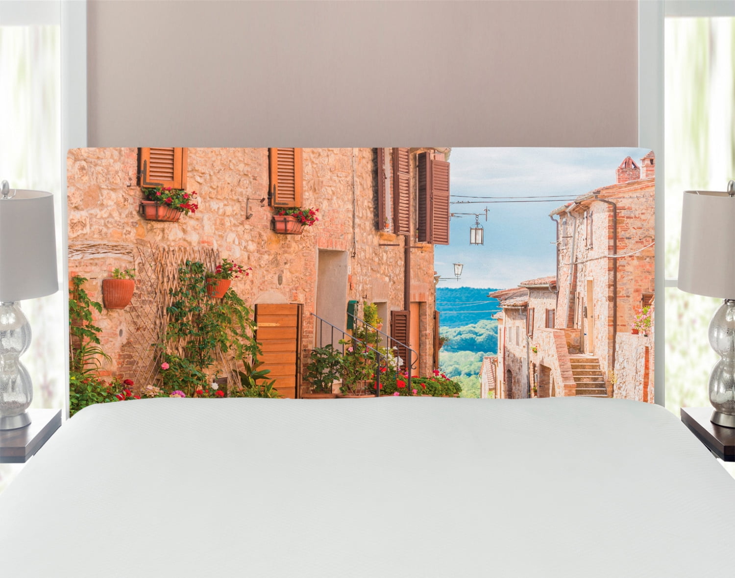 Mediterranean Headboard, Medieval Old Town in Tuscany Mediterranean ...