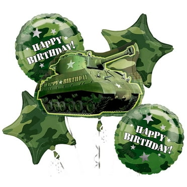 Army Tank and Jet Fighter Camouflage Party Supplies Birthday Balloon ...