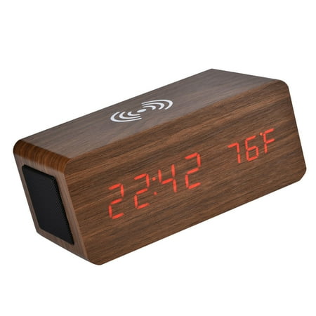 12/24-Hour Display Qi Wireless Phone Charging Alarm Clock Alarm Snooze ...