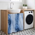 Blue Ink Marble Cabinet Curtains 35" W x 35" L, Coastal Nautical Water ...