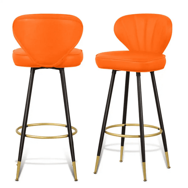 Magshion Set of 2 Upholstered PU Leather Bar Stools for Kitchen ...
