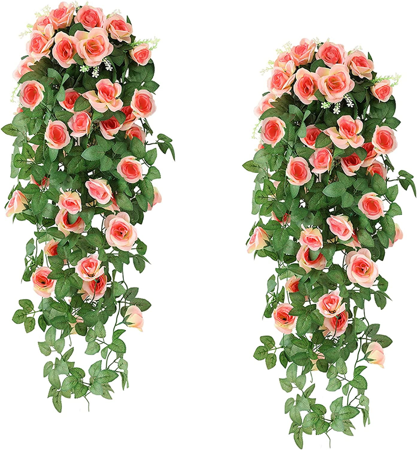 Zukuco Artificial Hanging Flower Fake Rose Flower Vine Hanging Plants ...