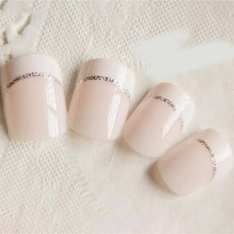 French Nails With Silver Line