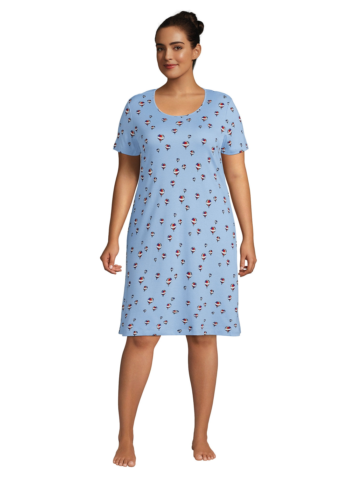Lands End Womens Plus Size Supima Cotton Short Sleeve Knee Length
