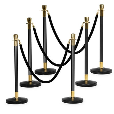 6PCS Stanchion Set, Stanchion Posts Queue Pole 5Ft 3 Red Velvet Ropes ...