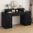 Catrimown Black Computer Desk with 7 Drawers & Storage Cabinet, 54 Inch ...