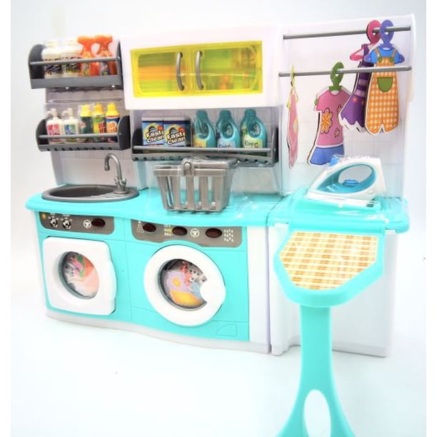 GIRL FUN TOYS Turquoise Laundry Room Barbie Compatible Furniture Set ...