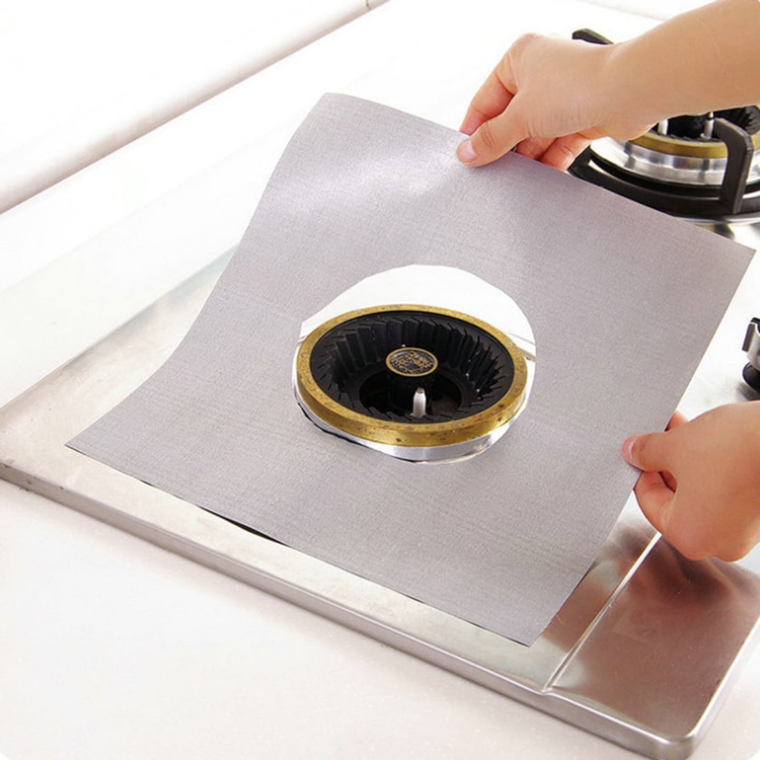 2Pcs Reusable Anti-fouling Gas Stove Burner Cover Square Shape Kitchen ...