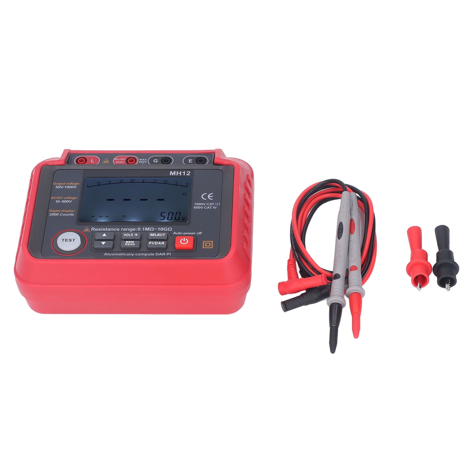 Probador de resistencia, medidor de resistencia, megóhmetro digital LCD ...