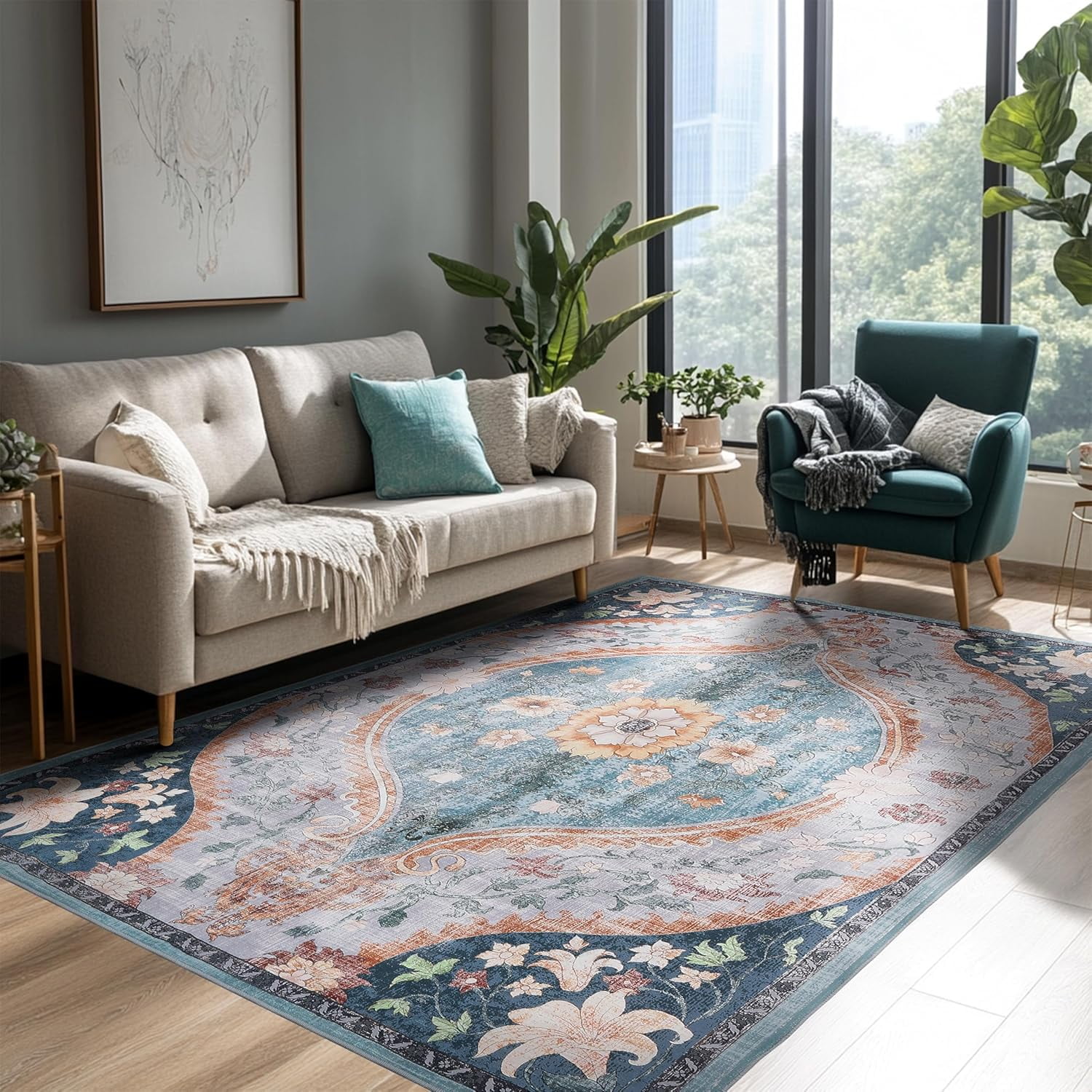Click here for Siabc-Area Rug 5x7 Washable Rug For Living Room Bo... prices
