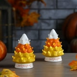 Mr. Halloween Ceramic Candy Corn Halloween Trees, Set of 2, White ...