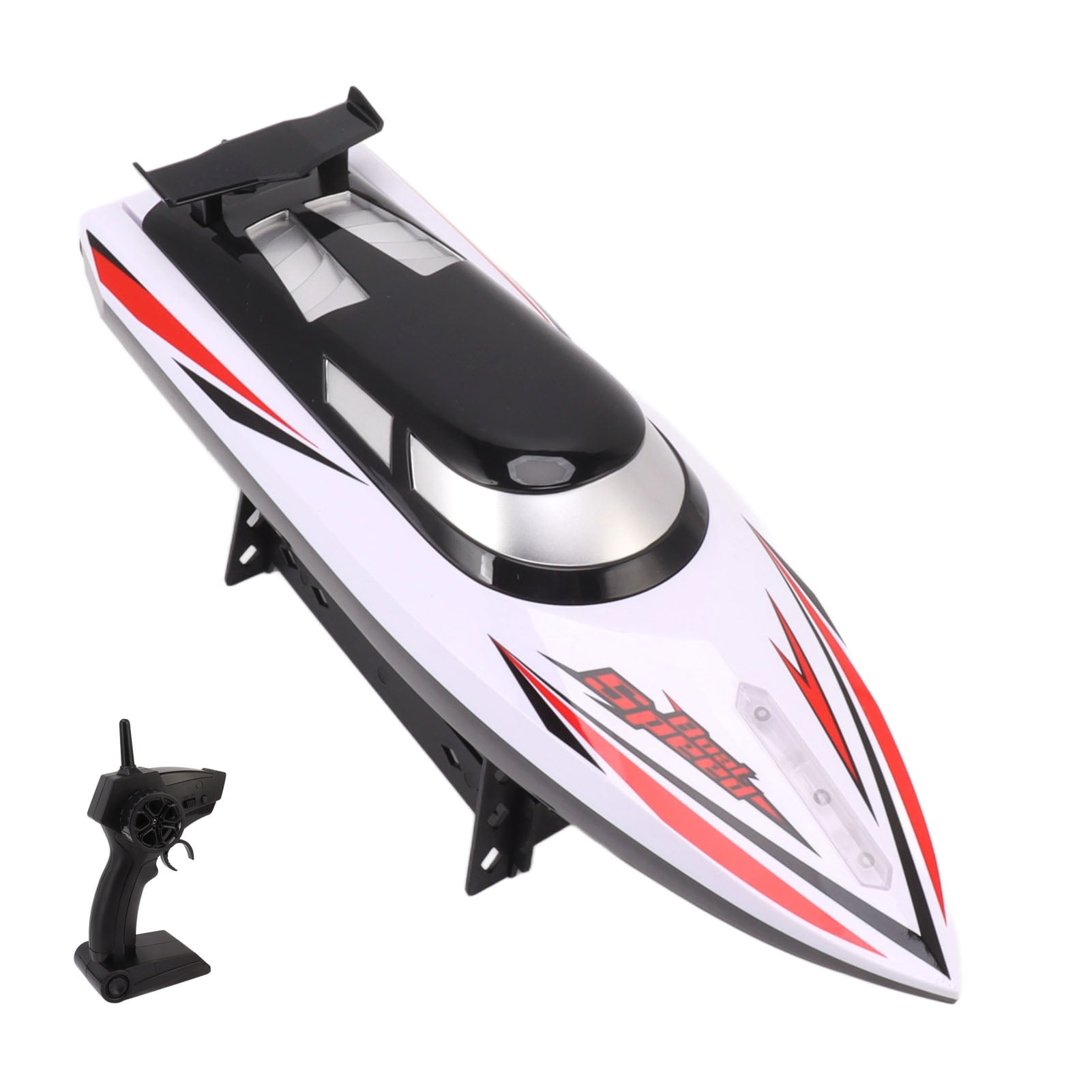 Lancha rápida RC impermeable de 2,4 G con doble hélice, alerta de baja ...