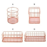 Iron Storage Baskets Desktop Debris Box Rose Gold Modern Metal Wire ...