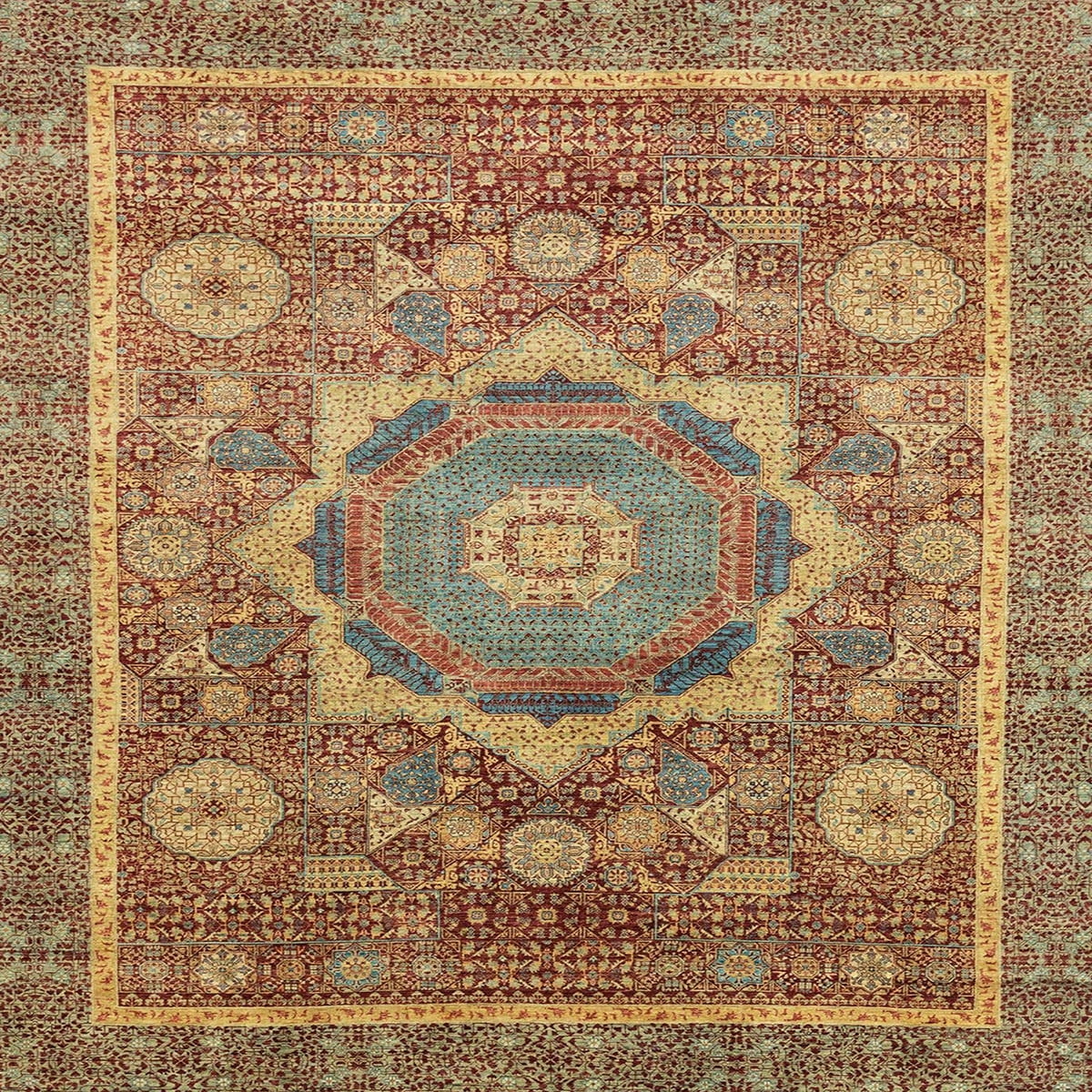 Ahgly Company Indoor Square Abstract Metallic Gold Abstract Area Rugs ...