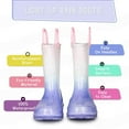 Girls Gradient Waterproof Light Up Rain Boots Kids Glitter Rain Boots ...