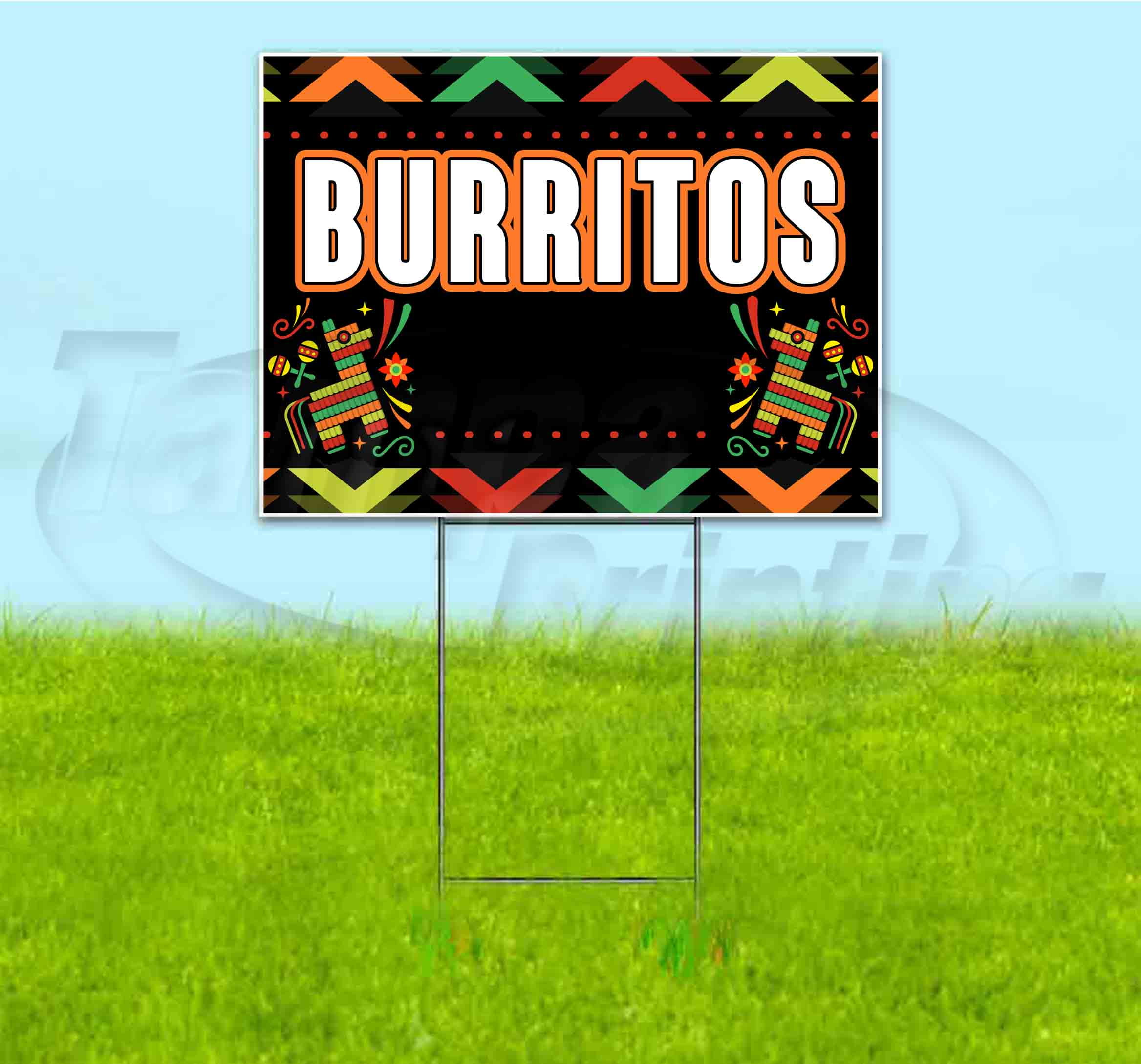 Fiesta Burritos (18" x 24") Yard Sign, Includes Metal Step Stake ...