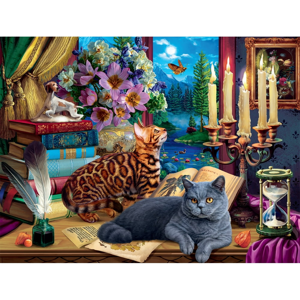 Buffalo Games CATS Series - Cats and Candelabra 750 Pieces Jigsaw ...