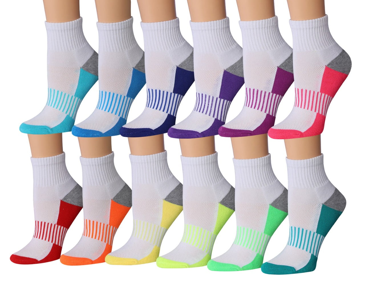 Colorfut Women's 12-Pairs Running & Athletic Sports Performance Ankle ...