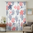 Blue Red Coastal Sheer Curtains 54 Inch Length, Light Filtering Voile ...