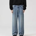 Paiwinds Men's Vintage Wash Baggy Jeans Wide Leg Loose Fit Denim Pants ...