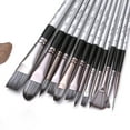 12x Paint Brushes Wooden Handle Flat Pointed Tip Paint Brush Pen Set ...