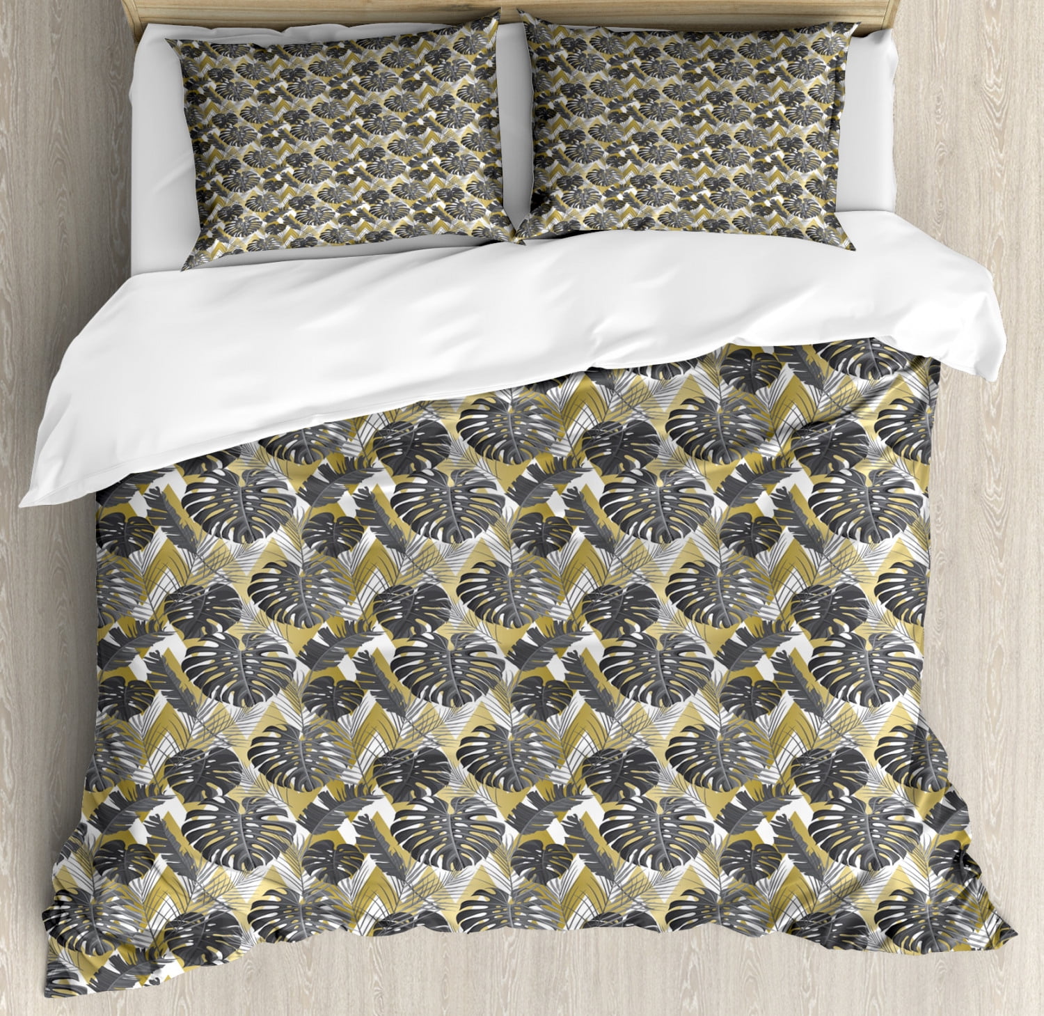 Monstera Leaf Duvet Cover Set King Size, Botanical Aloha Pattern with ...