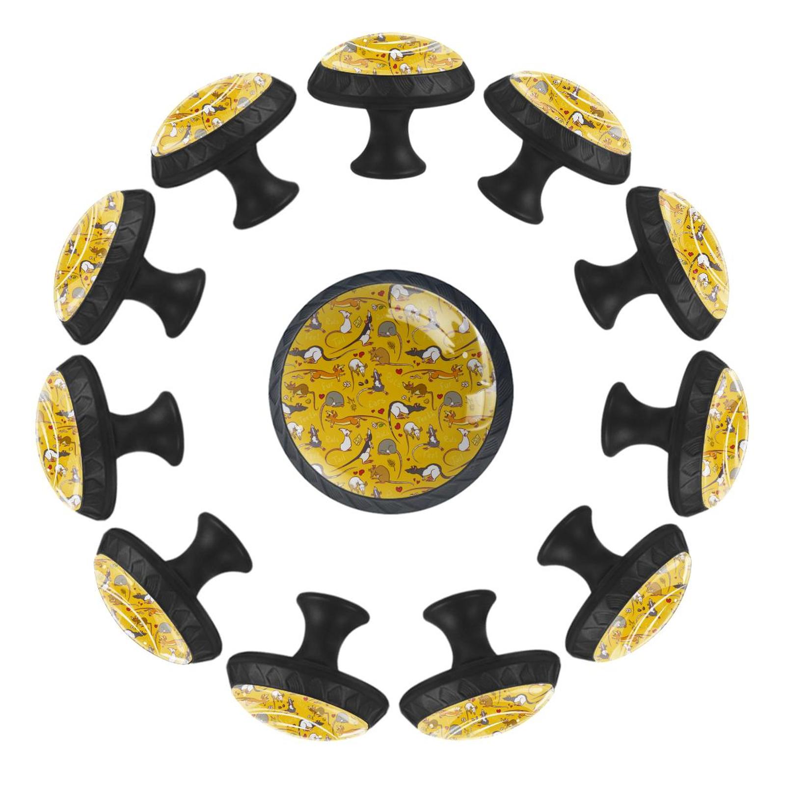 12 Pack Round Crystal Glass Knobs Rats Yellow Mouse Teeth Pull Handle ...