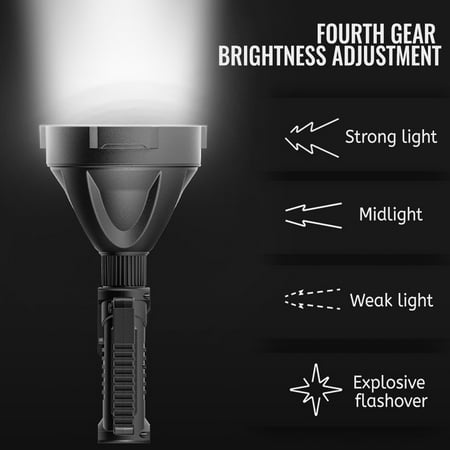 P70 Rechargeable LED Flashlight Super Range 4 Bright 1500M Long Range 4 ...