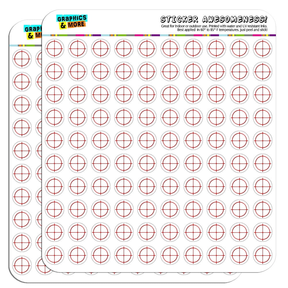 sniper scope sight target 1/2" (0.5") scrapbooking crafting stickers ...