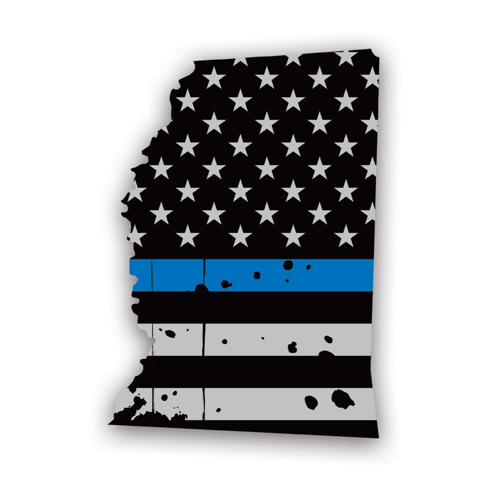 Distressed Mississippi State Shaped Subdued US Flag Thin Blue Line ...