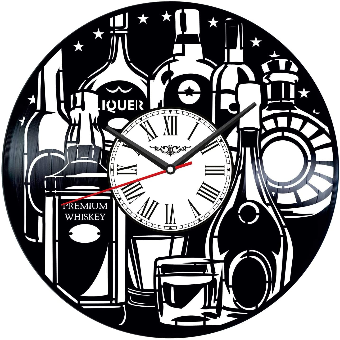 Alcohol Vinyl Record Wall Clock Retro style Wall clock Silent Home ...