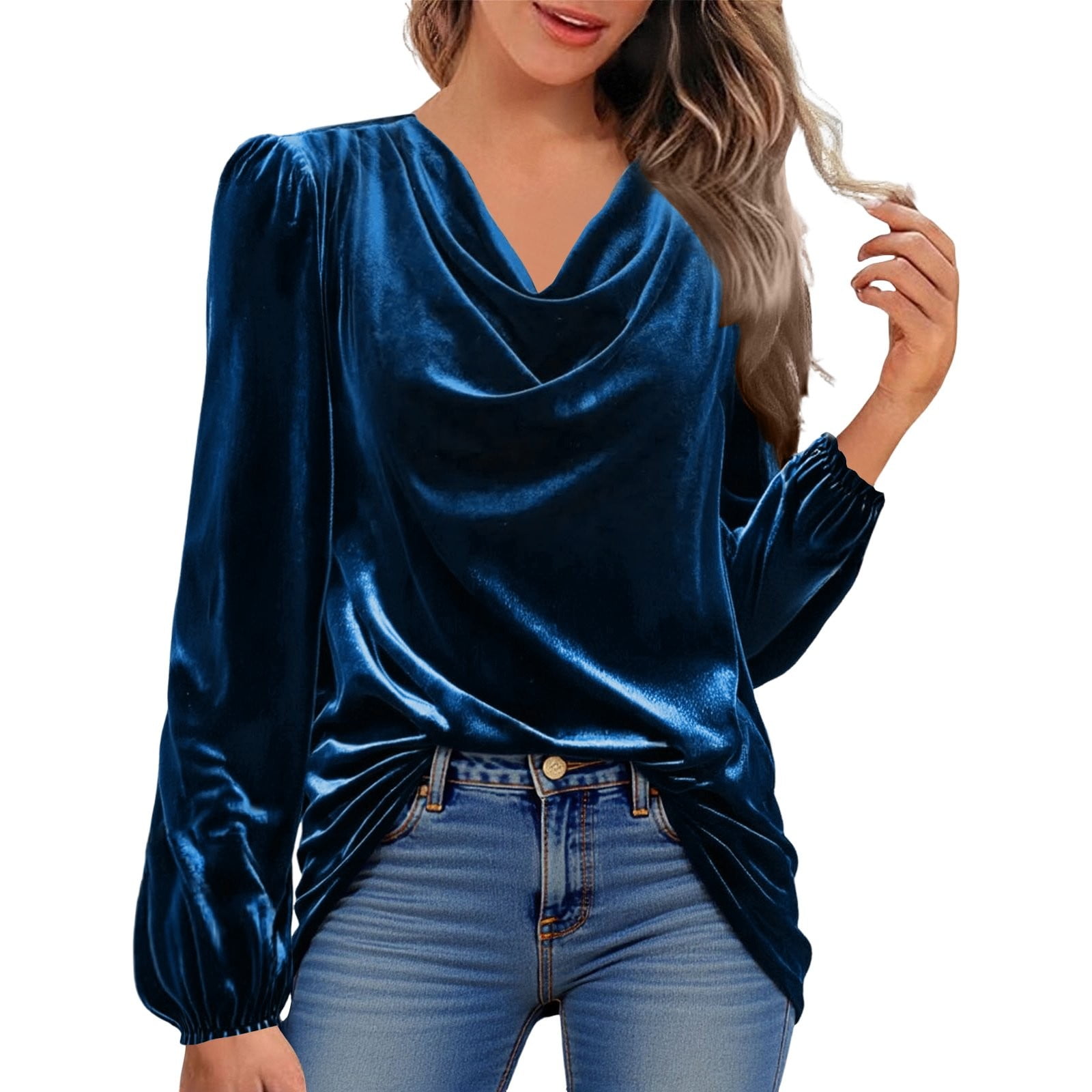 Click here for Manxivoo Ladies Gold Deep V Neck Long Sleeve T-Shi... prices