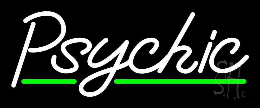 White Psychic Green Line LED Neon Sign 10" Tall x 24" Wide - inches ...