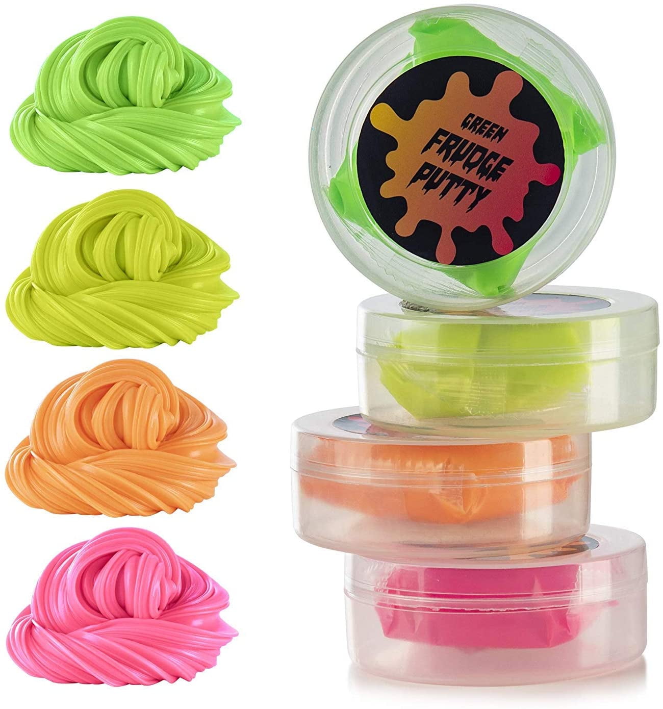 Squeeze Craft Glow in The Dark Frudge Putty - 4 Pack - Multicolor Neon ...