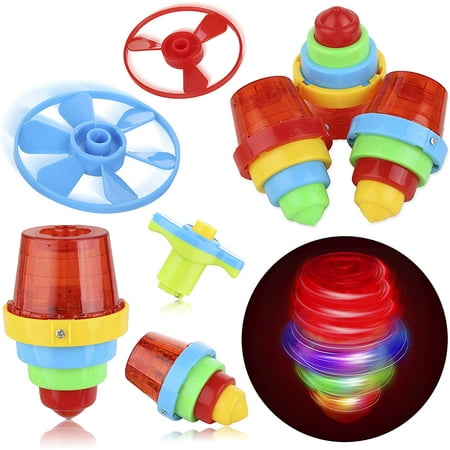 2 in 1 Spinning Toys Set Light Up Spinning Tops Flying Disc Launchers ...