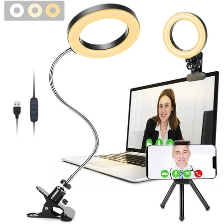 Video Conference Lighting, LED Desk lamp with Clip and Detachable 360 ...