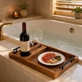Bamboohomie Acacia Wood Serving Tray with Wine Glasses Holder ...