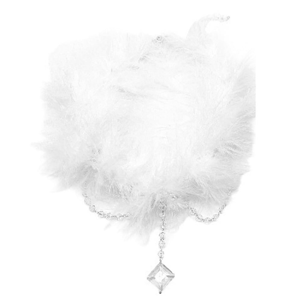 SIEYIO Elegant Feather Plush Choker Women Fashion Crystal Tassel ...