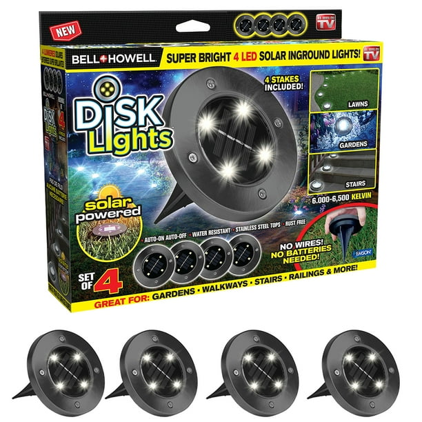 Bell + Howell Disk Lights Gunmetal Heavy Duty Outdoor Solar Pathway ...