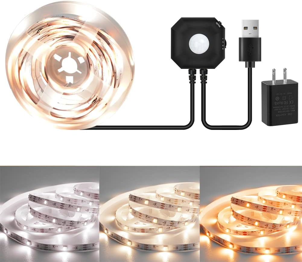 Motion Sensor Light Indoor, Wefomey Motion Activated LED Light Strip ...