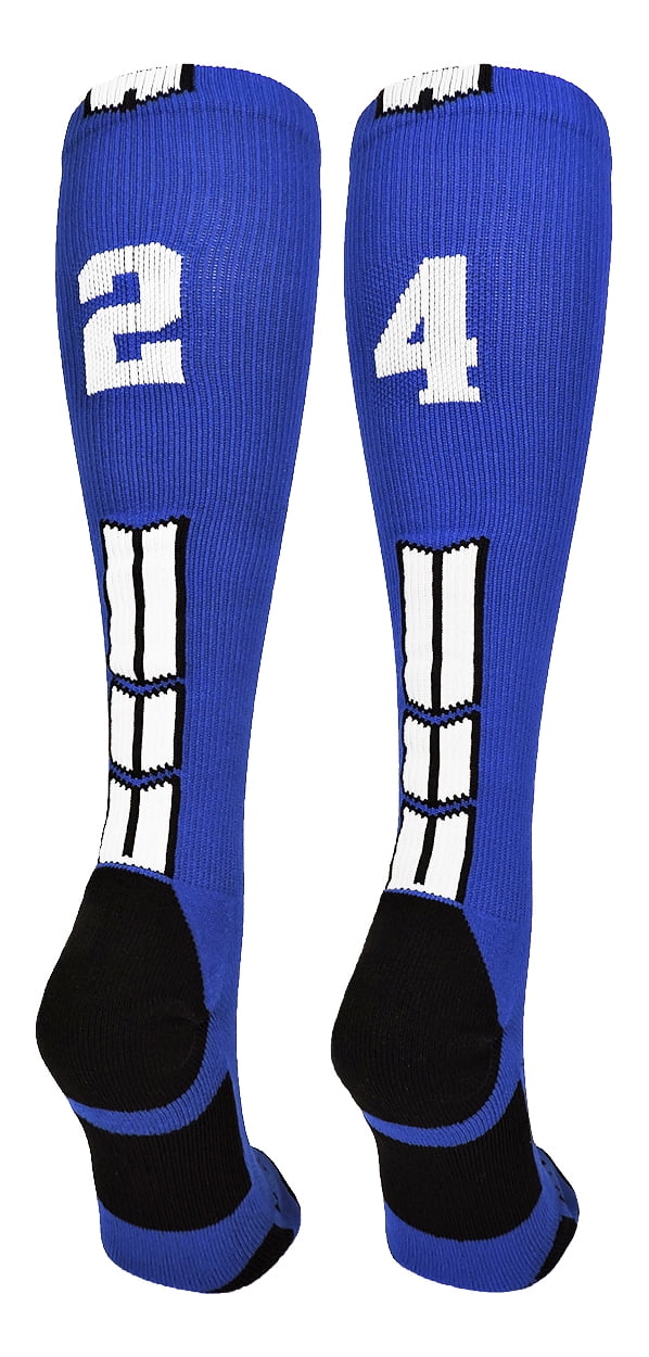 Royal/White Player Id Over the Calf Number Socks (#24, Large) - Walmart.com
