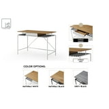 Jazlynn Rectangular MDF Desk with 1 Drawer and Shelves, Natural/White ...
