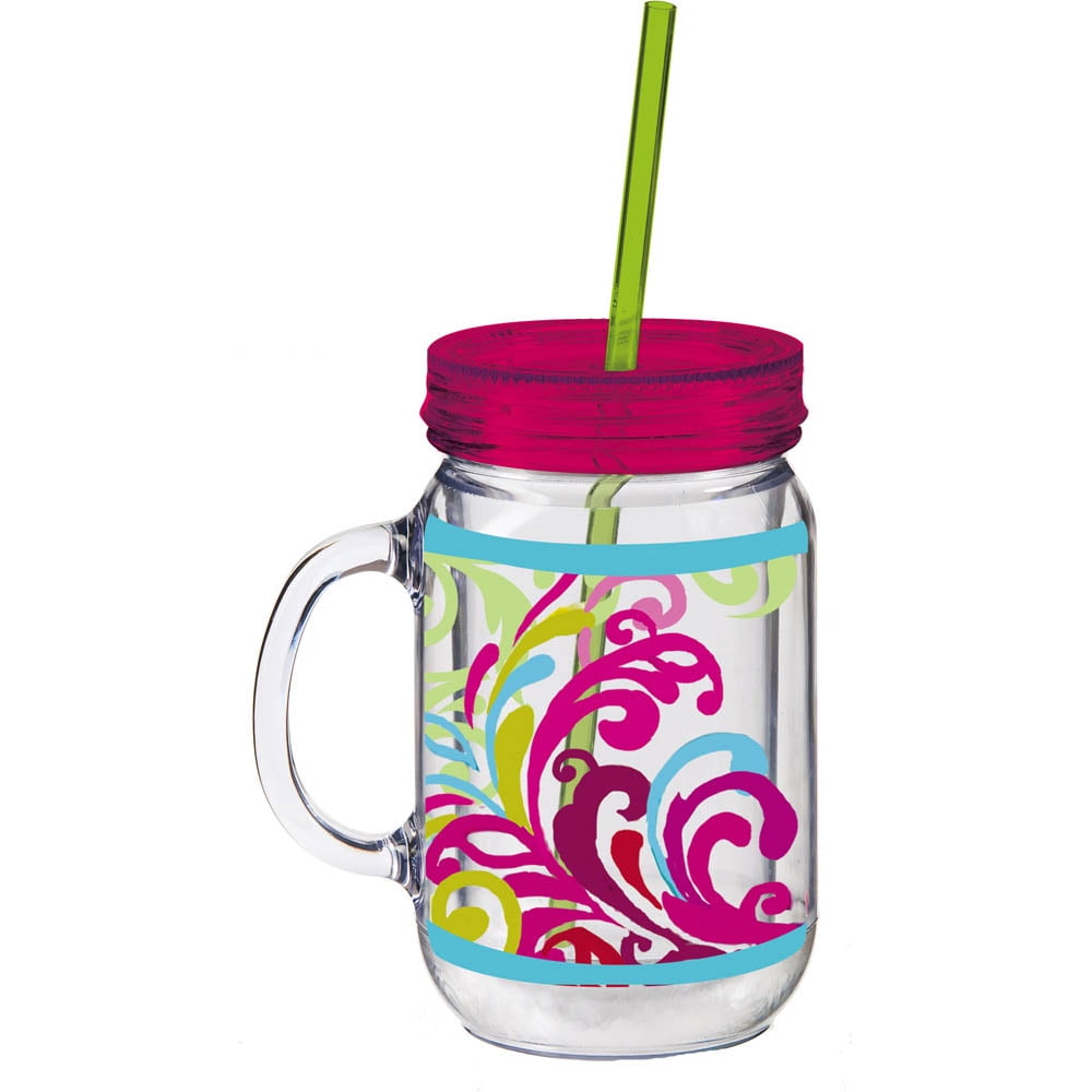 Floral Flow Double Walled Mason Jar Insulated Mug - Walmart.com