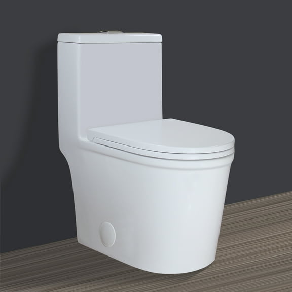 Compact One Piece Toilet for Small Bathroom, Round Modern Skirted ...