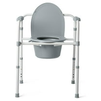 Medline 3-in-1 Steel Bedside Commode, Standard Seat, Sturdy Folding ...