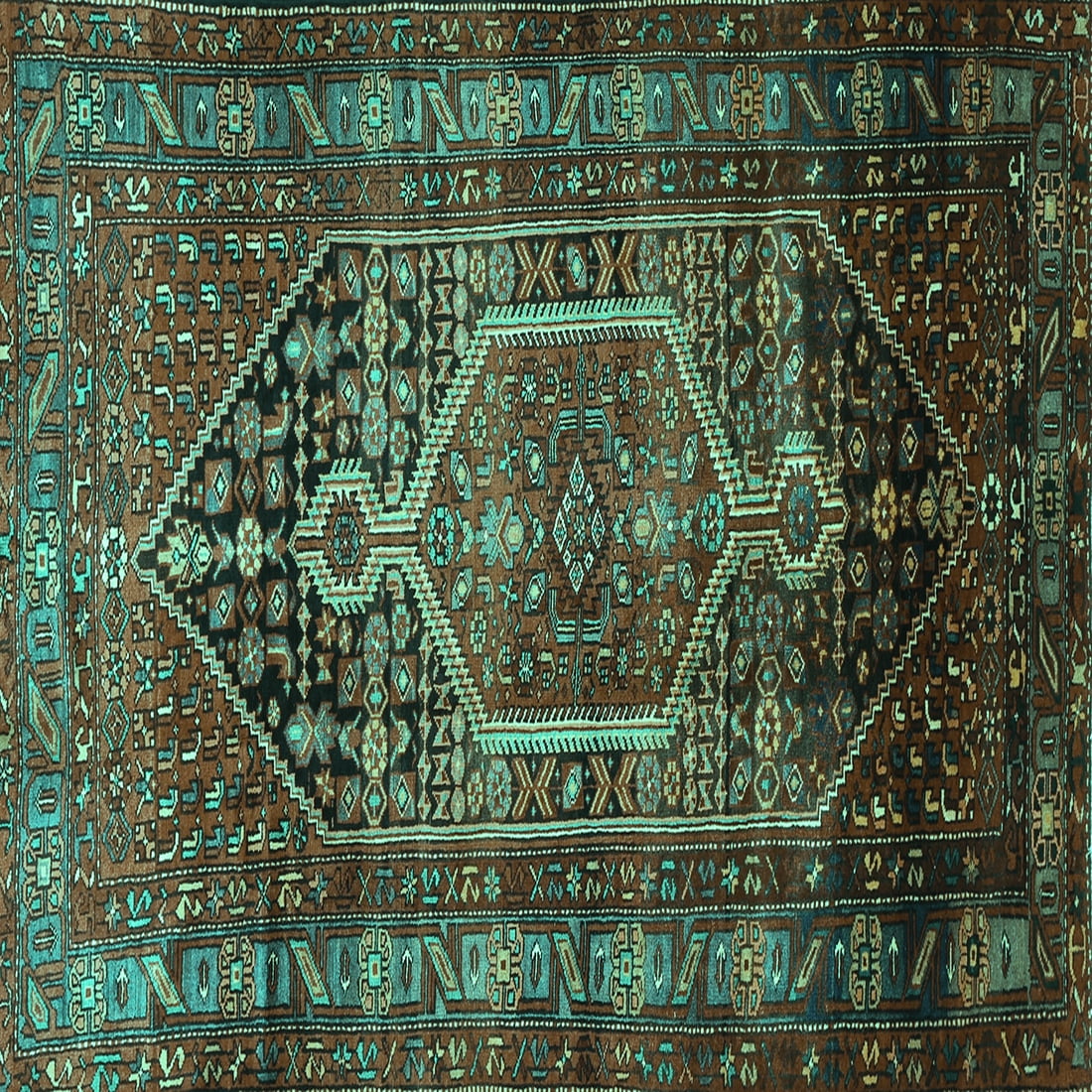 Ahgly Company Indoor Square Persian Turquoise Blue Traditional Area ...