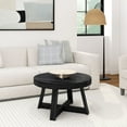 Plank+Beam, 30 Inch Round Coffee Table, Solid Wood with Wirebrush ...