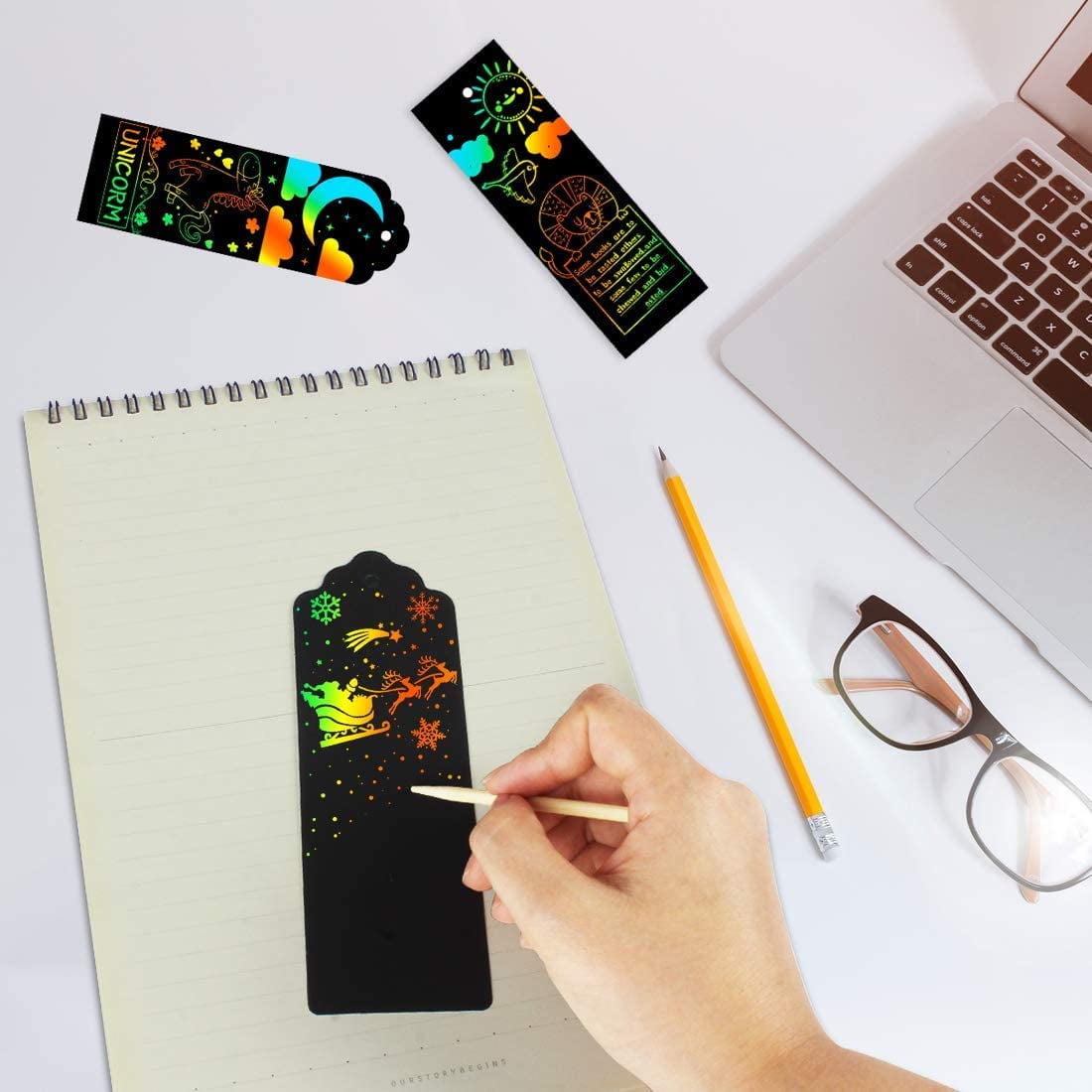 Buy 30 PCS bookmarks Magic Scratch Rainbow Bookmarks for Kids Students ...